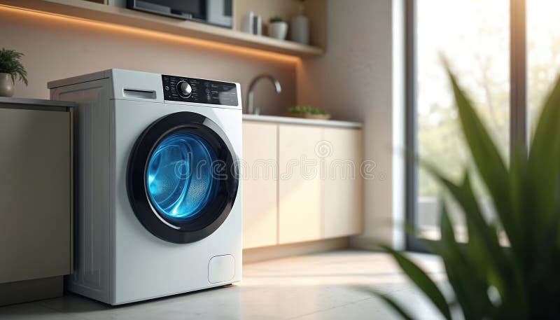 Illustration of Washing Machine with Touch Screen Interface in Smart ...