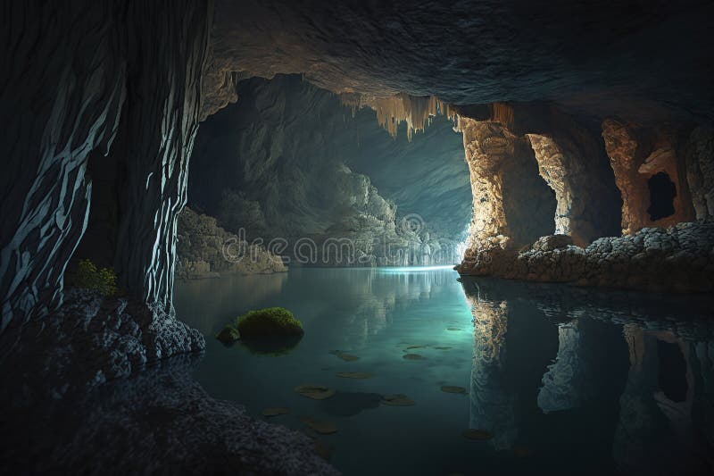 Illustration, Water in the Caves, Generative Ai Stock Illustration ...