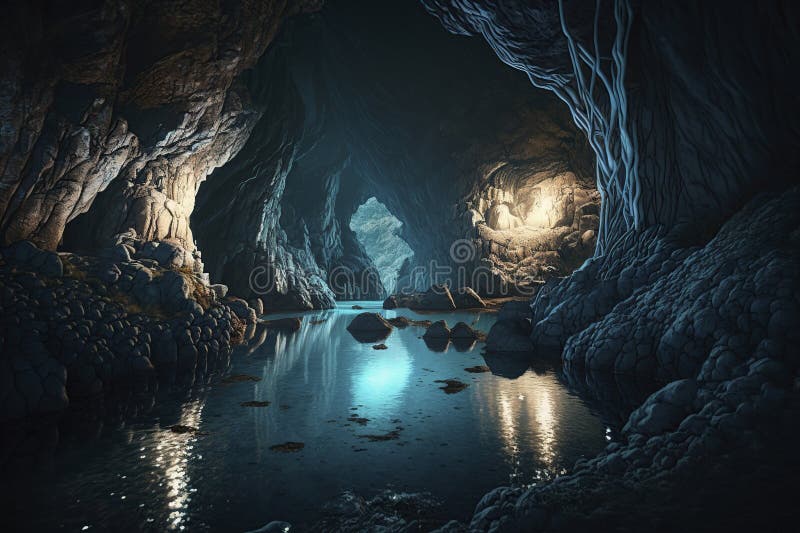 Illustration, Water in the Caves, Generative Ai Stock Illustration ...