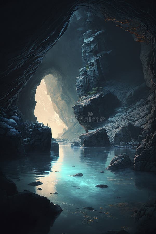 Illustration, Water in the Caves, Generative Ai Stock Illustration ...