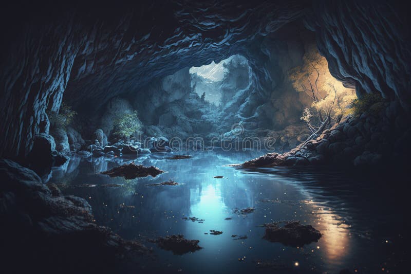 Illustration, Water in the Caves, Generative Ai Stock Illustration ...
