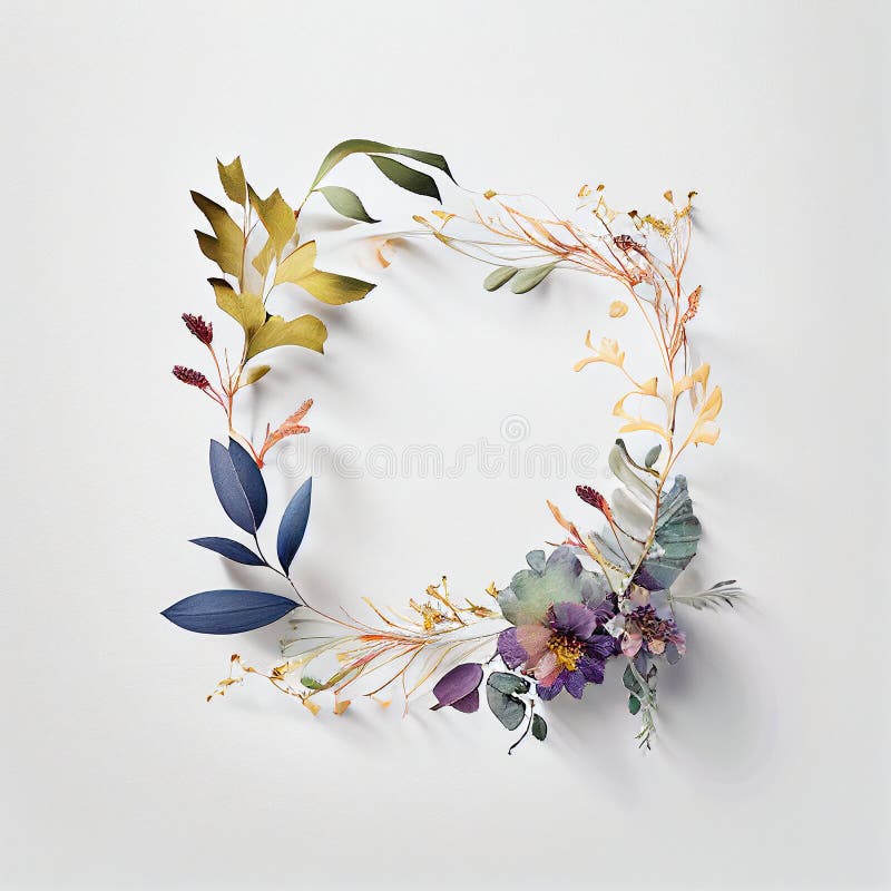 Water Color Flower Square Frame Created with Generative AI Technology ...