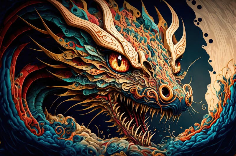 Illustration of the Water Dragon Stock Illustration - Illustration of ...