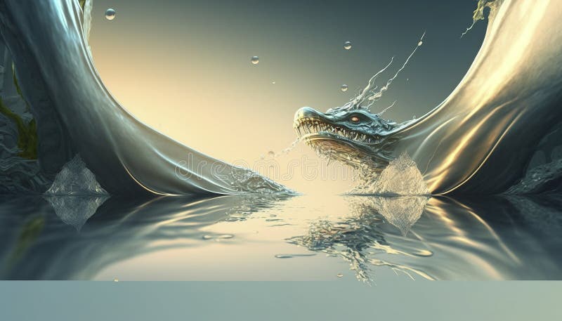 Illustration of a Water Dragon that Splashes. Ai Generative. Stock ...