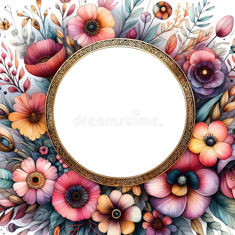 Watercolor Frame. Hand Drawn Wa Bundle Stock Illustration ...