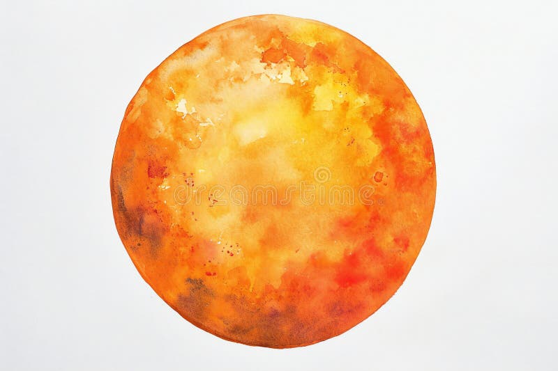 Watercolor Illustration of the Planet Mars Isolated on a White ...