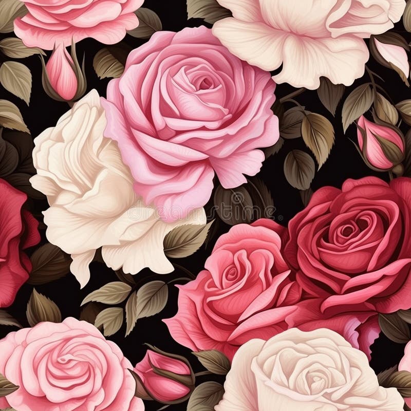 Illustration of Watercolored Seamless Roses Pattern Stock Illustration ...