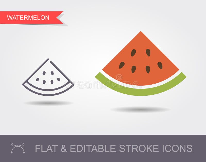 Illustration of Watermelon Outline Icon with Editable Stroke. Line Icon ...