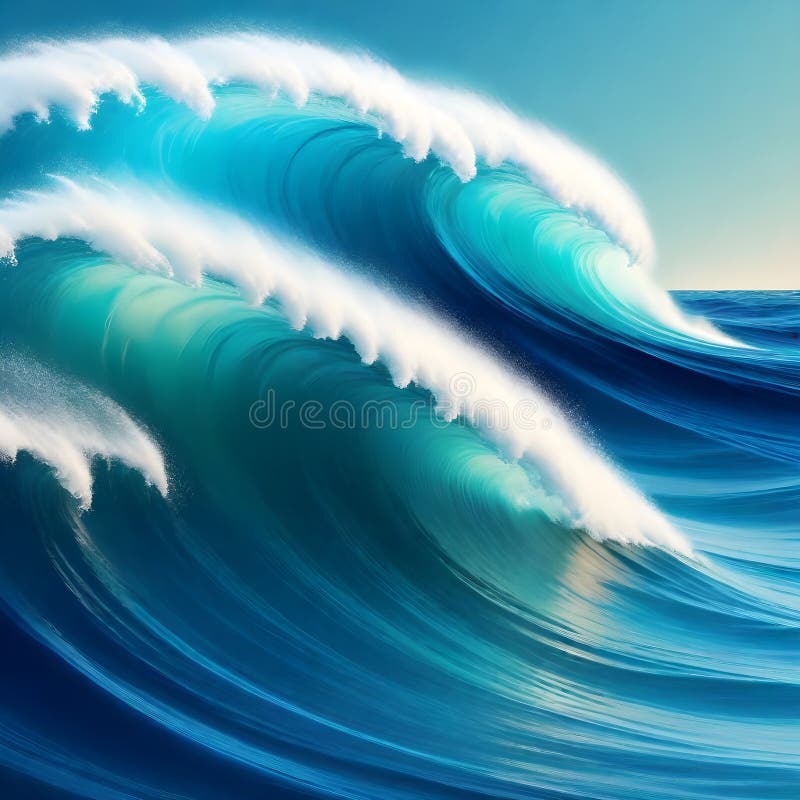 An Illustration of a Wave in the Ocean with Clear Blue Sky Stock Vector ...