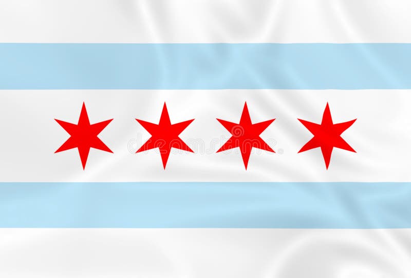 Illustration Waving State Chicago Flag Stock Illustration ...