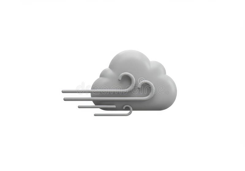 Illustration of Weather Cloud with Wind Icon on White Background Stock ...