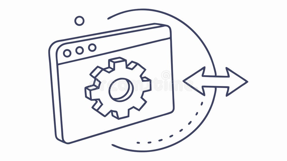 Application Settings Window with Gear Icon and Update Arrows, Vector ...
