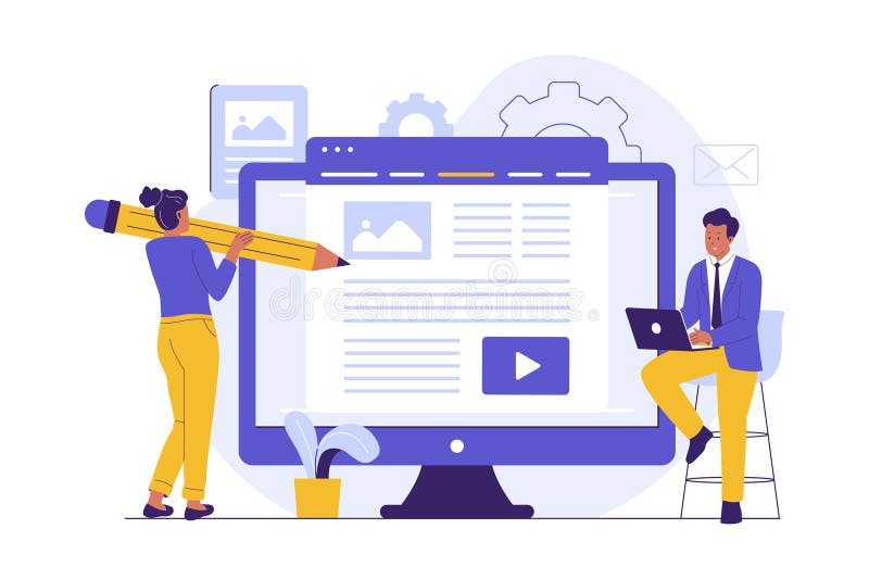 Illustration of Website Content Creation and Digital Publishing Process ...