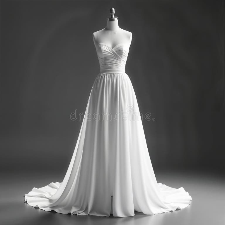 Illustration of a Wedding Dress, Put on a Dummy in the Studio Stock ...