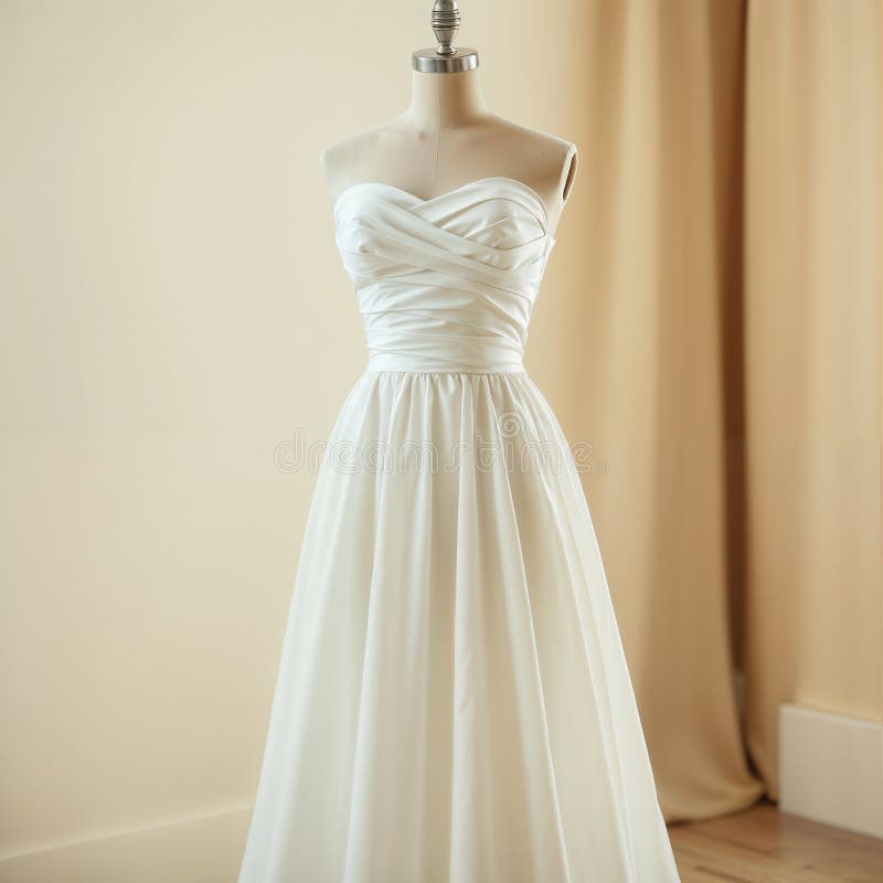 Illustration of a Wedding Dress, Put on a Dummy in the Studio Stock ...