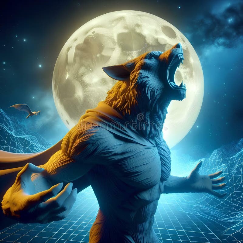 Illustration of a Werewolf in the Full Moon Stock Illustration ...