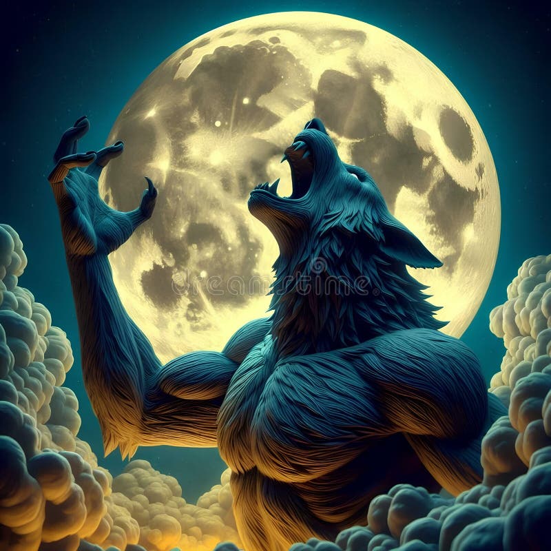 Illustration of a Werewolf in the Full Moon Stock Illustration ...