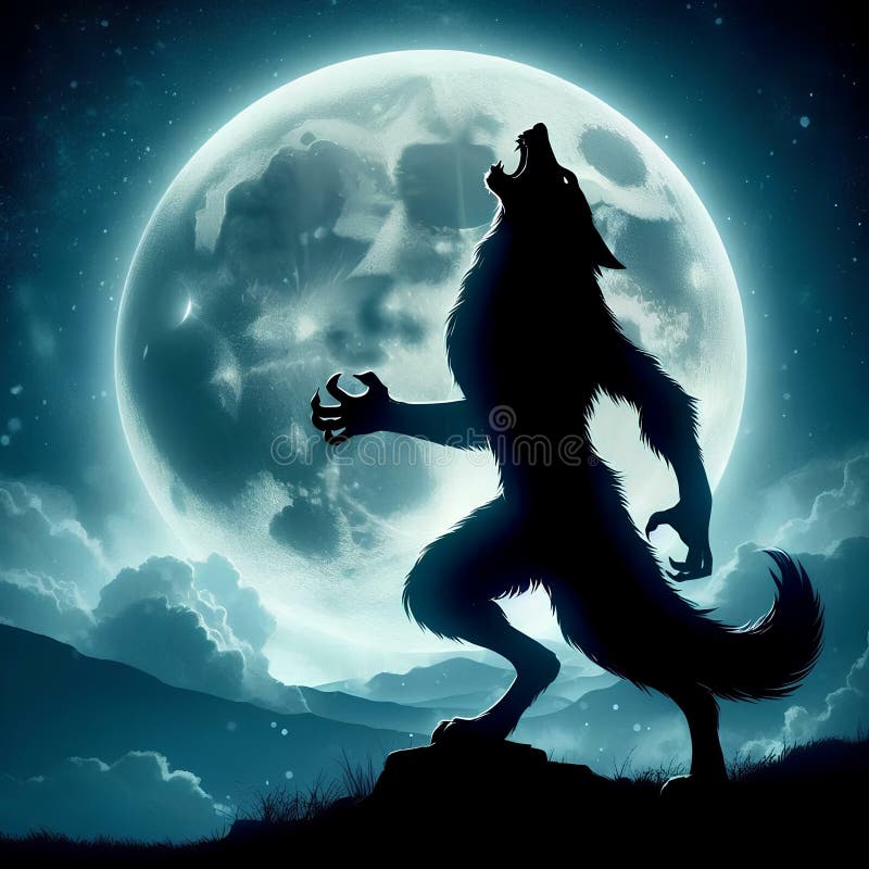 Illustration of a Werewolf in the Full Moon Stock Illustration ...