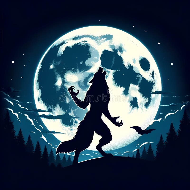 Illustration of a Werewolf in the Full Moon Stock Illustration ...