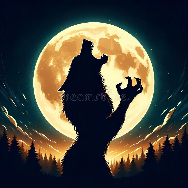 Illustration of a Werewolf in the Full Moon Stock Illustration ...