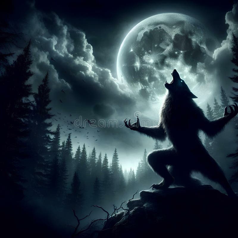 Illustration of a Werewolf in the Full Moon Stock Illustration ...