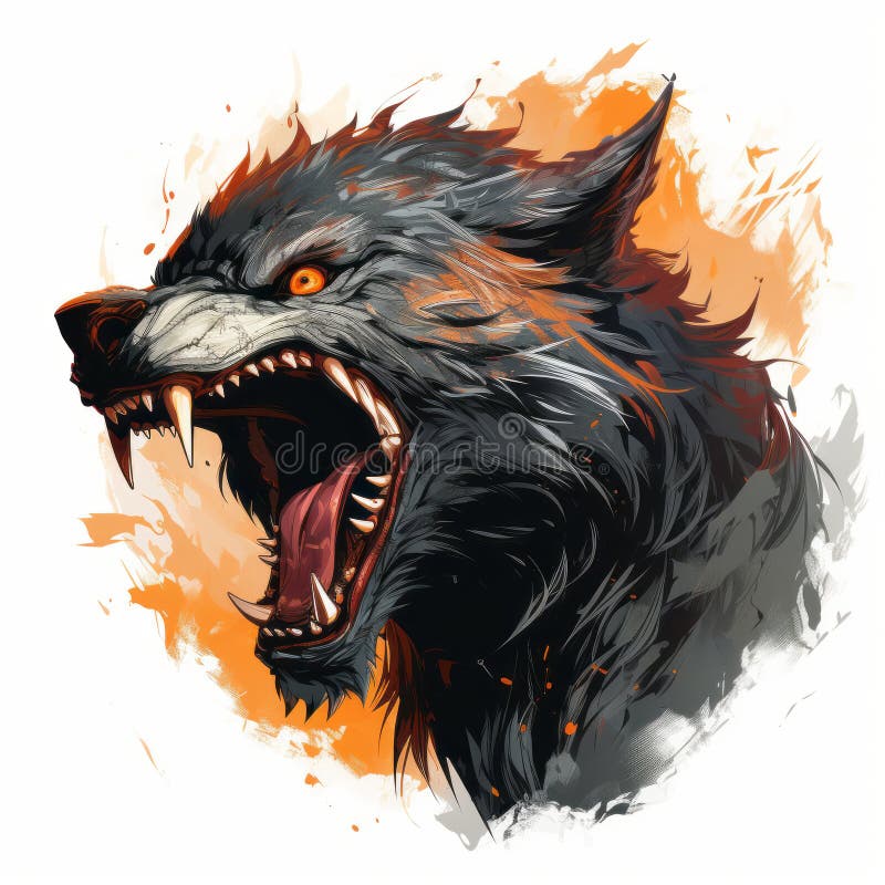 Illustration of a Werewolf with Teeth Isolated on White Background. AI ...