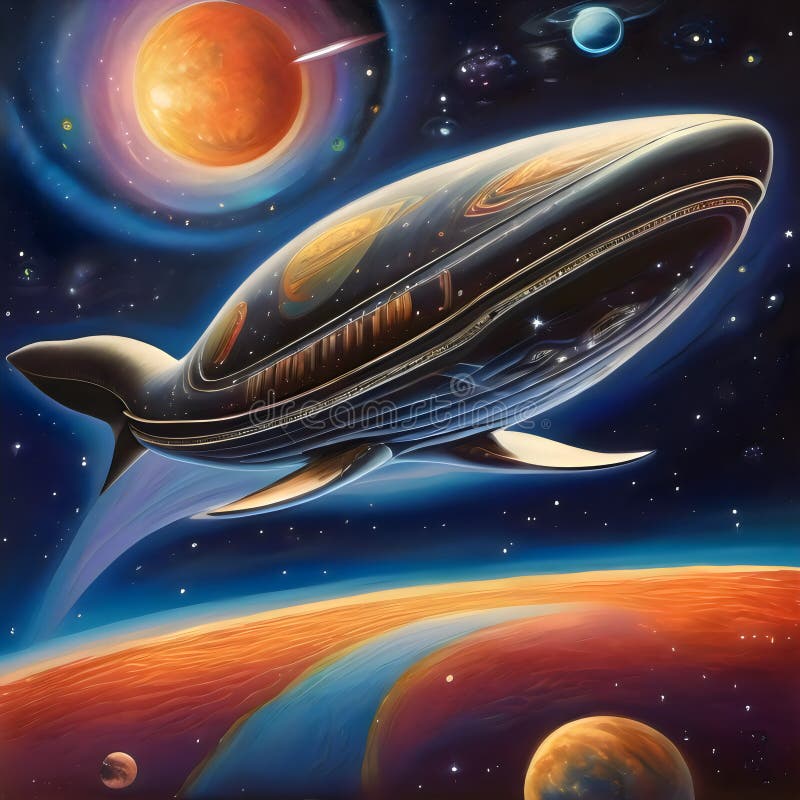A Whale of a Spaceship stock illustration. Illustration of whaler ...