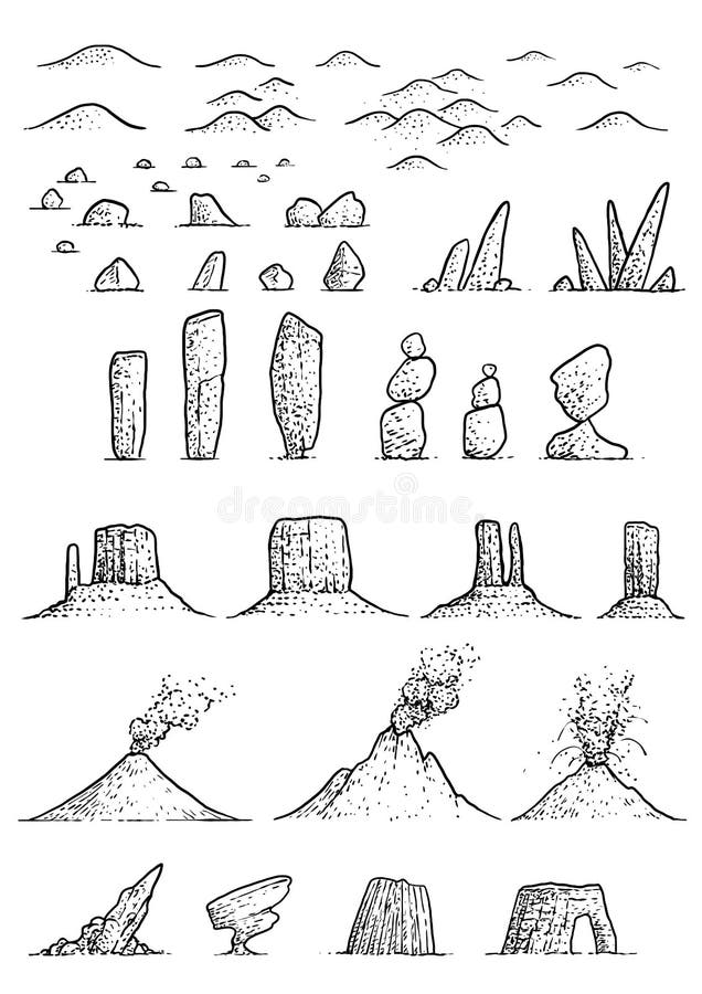 Fantasy Map Elements Illustration, Drawing, Engraving, Ink, Line Art ...