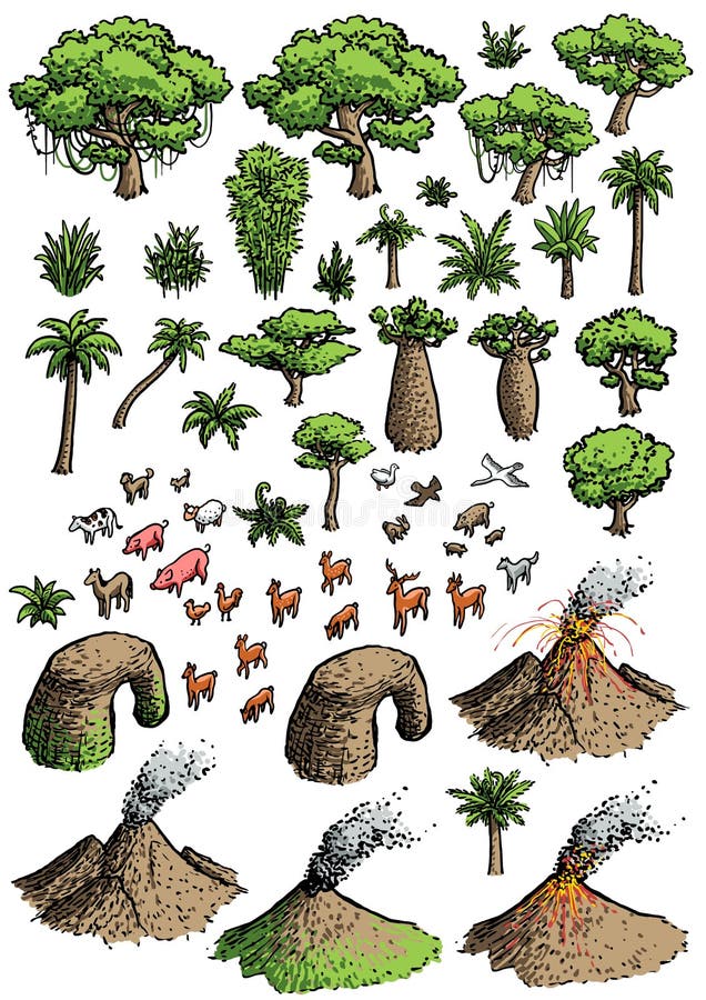 Fantasy Map Elements Illustration, Drawing, Engraving, Ink, Line Art ...