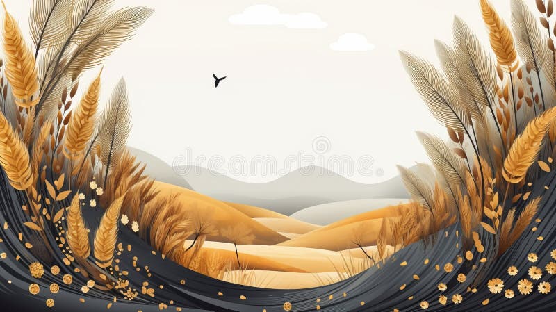 An Illustration of Wheat and Leaves on a White Background Stock Image ...
