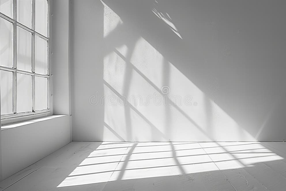 Illustration of White Abstract Background with Shadows from Window on ...