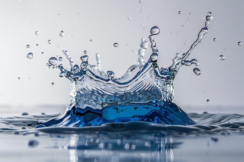 A White Background Shows a Blue Liquid Drop Splashed Across the Screen ...