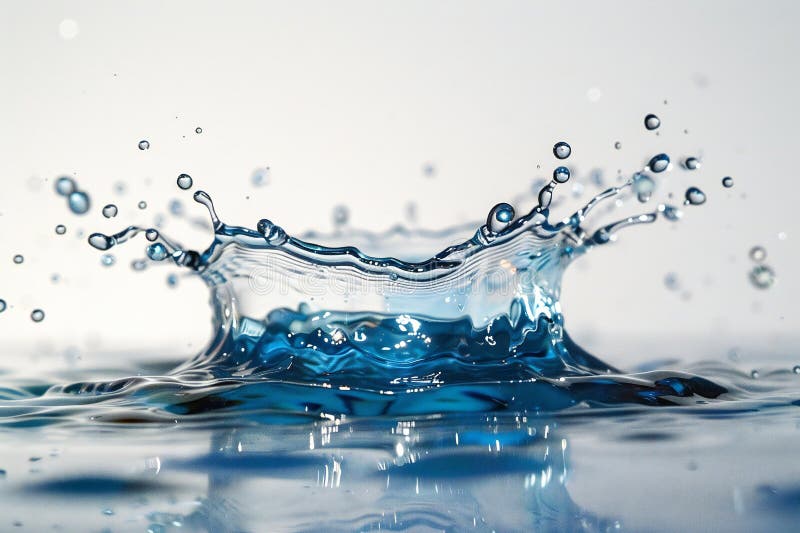 A White Background Shows a Blue Liquid Drop Splashed Across the Screen ...