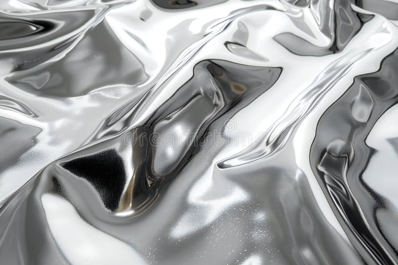 White Background, Top View of a Shiny Silver Sheet with Soft ...
