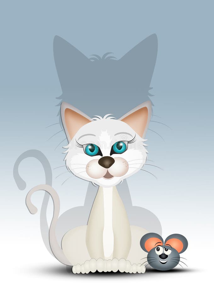Cat and mouse stock illustration. Illustration of mouse - 129412996