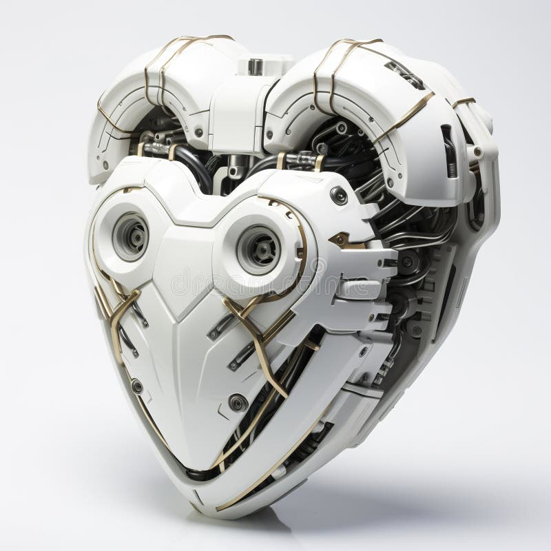 Illustration of a White Dynamic Robotic Heart. Stock Illustration ...