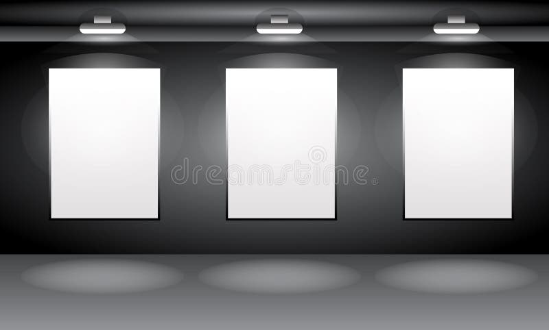 Illustration of White Empty Picture Frame with Spotlight. Stock ...