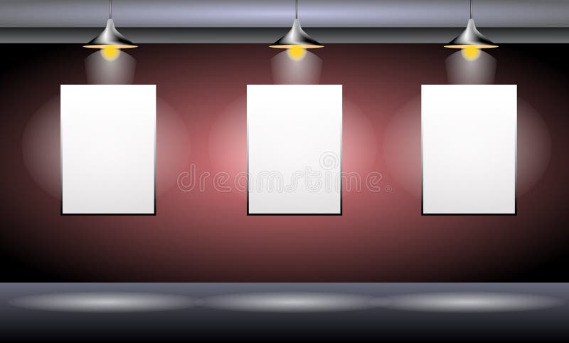 Illustration of White Empty Picture Frame with Spotlight. Stock ...