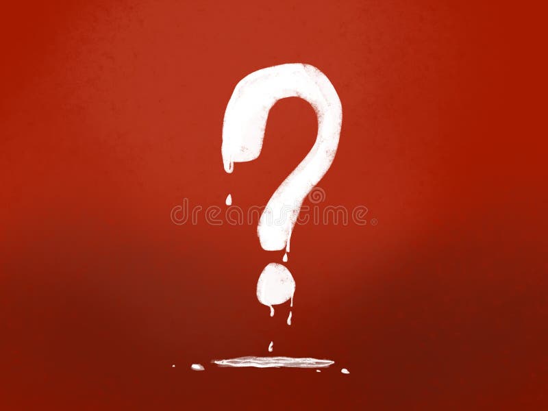 Illustration of White Fluid Question Mark on Red Background. Stock ...
