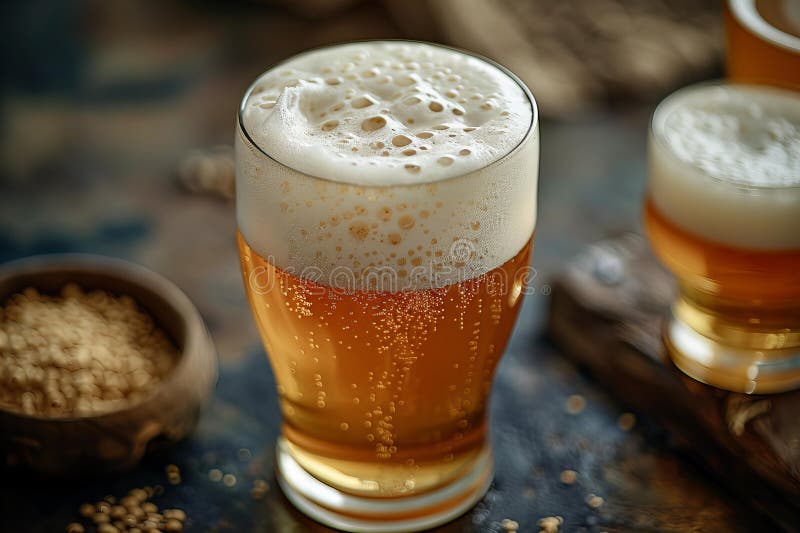 Illustration of White Glass of Beer is Shown with Foam on the Side ...