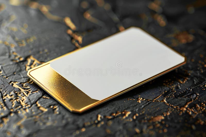 A White and Gold Simple Sim Card on Black Background, Front View ...