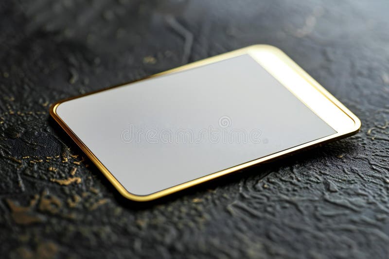 A White and Gold Simple Sim Card on Black Background, Front View ...