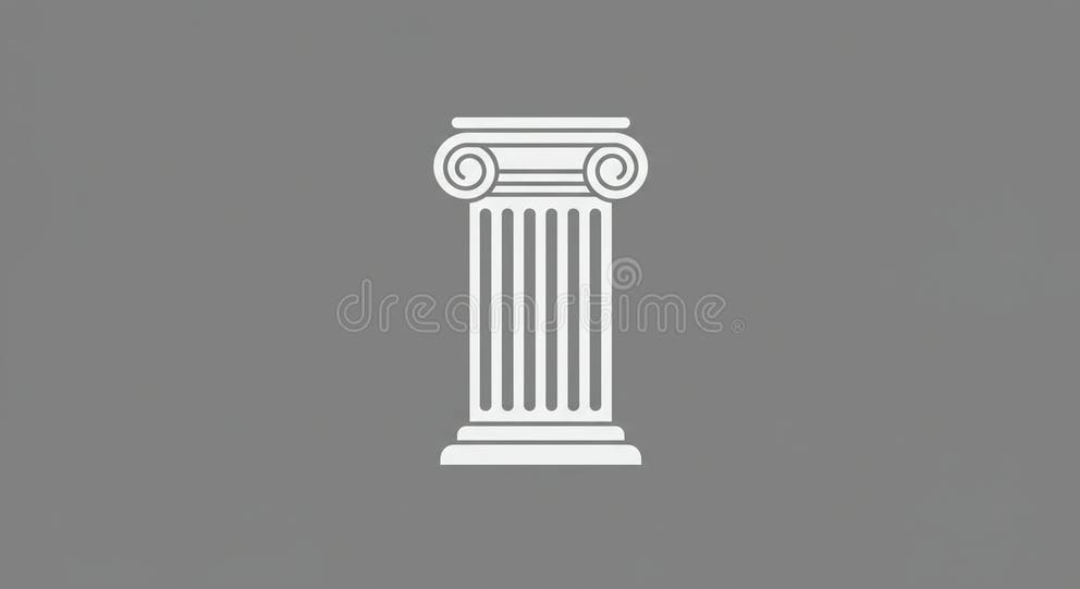 Illustration of a White Ionic Column on a Grey Background. the Column ...