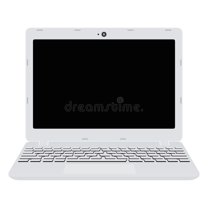 Illustration of White Laptop Screen, Notebook in Flat Style. Vector ...