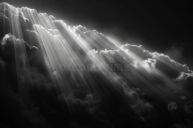 Illustration of White Light Rays, Isolated on Black Background, High ...