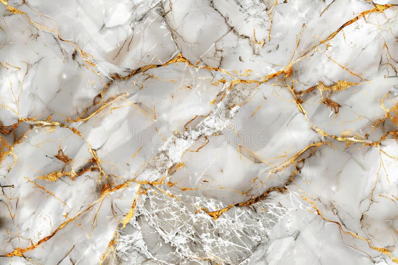 White Marble Texture with Golden Veins, Seamless Pattern, Top View ...
