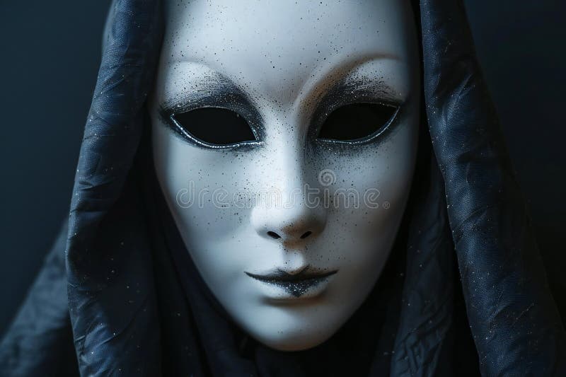 A White Mask on Black Background, Simple Composition, High Contrast ...