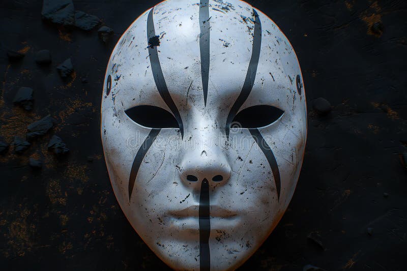 Illustration of White Mask with Three Black Stripes on the Forehead ...