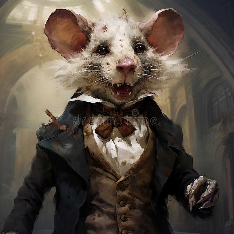 A White Mouse in a Costume of a Vampire Stock Illustration ...