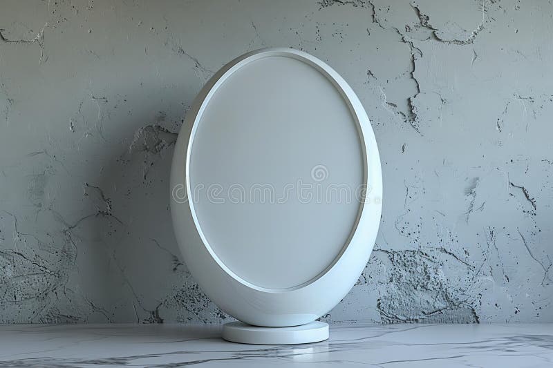 Illustration of White Oval Stand Isolated on a Grey Wall, High Quality ...
